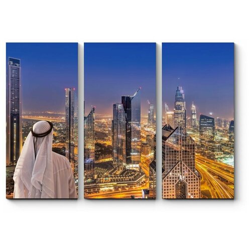 Модульная картина Созерцание ночного Дубая 110x79