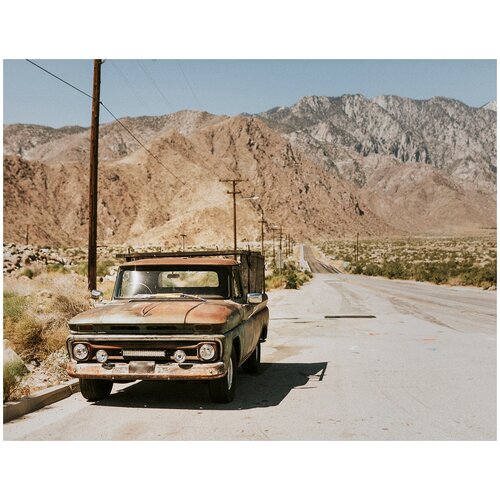Постер / Плакат / Картина Старый грузовик в калифорнийской пустыне 60х90 см в раме