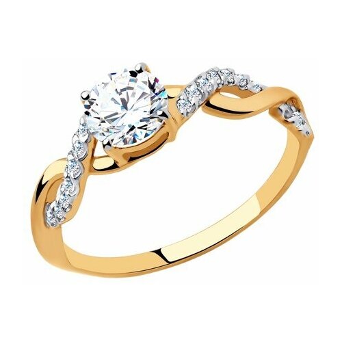 Кольцо помолвочное Diamant online, золото, 585 проба, кристаллы Swarovski, размер 18