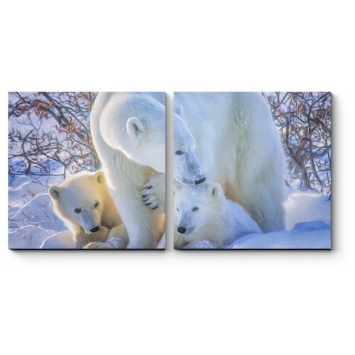 Модульная картина Семейная прогулка полярных медведей 100x50