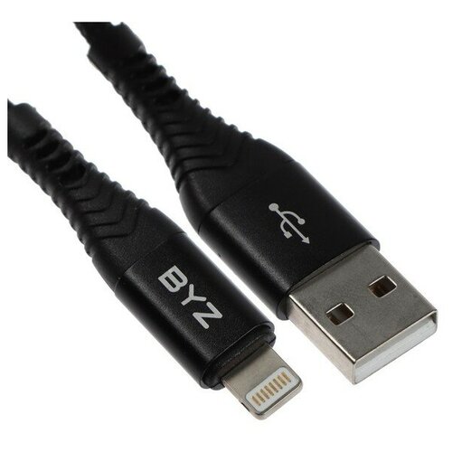 Кабель BYZ BC-029, Lightning - USB, 5 А, 1 м, нейлон, черный 9516656