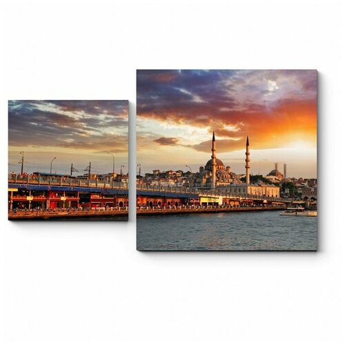 Модульная картина Захватывающий вид на закатный Стамбул 120x72