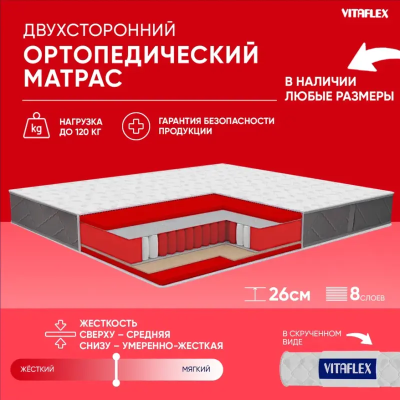 Ортопедический матрас VITAFLEX Anatomic R Sk 150x200