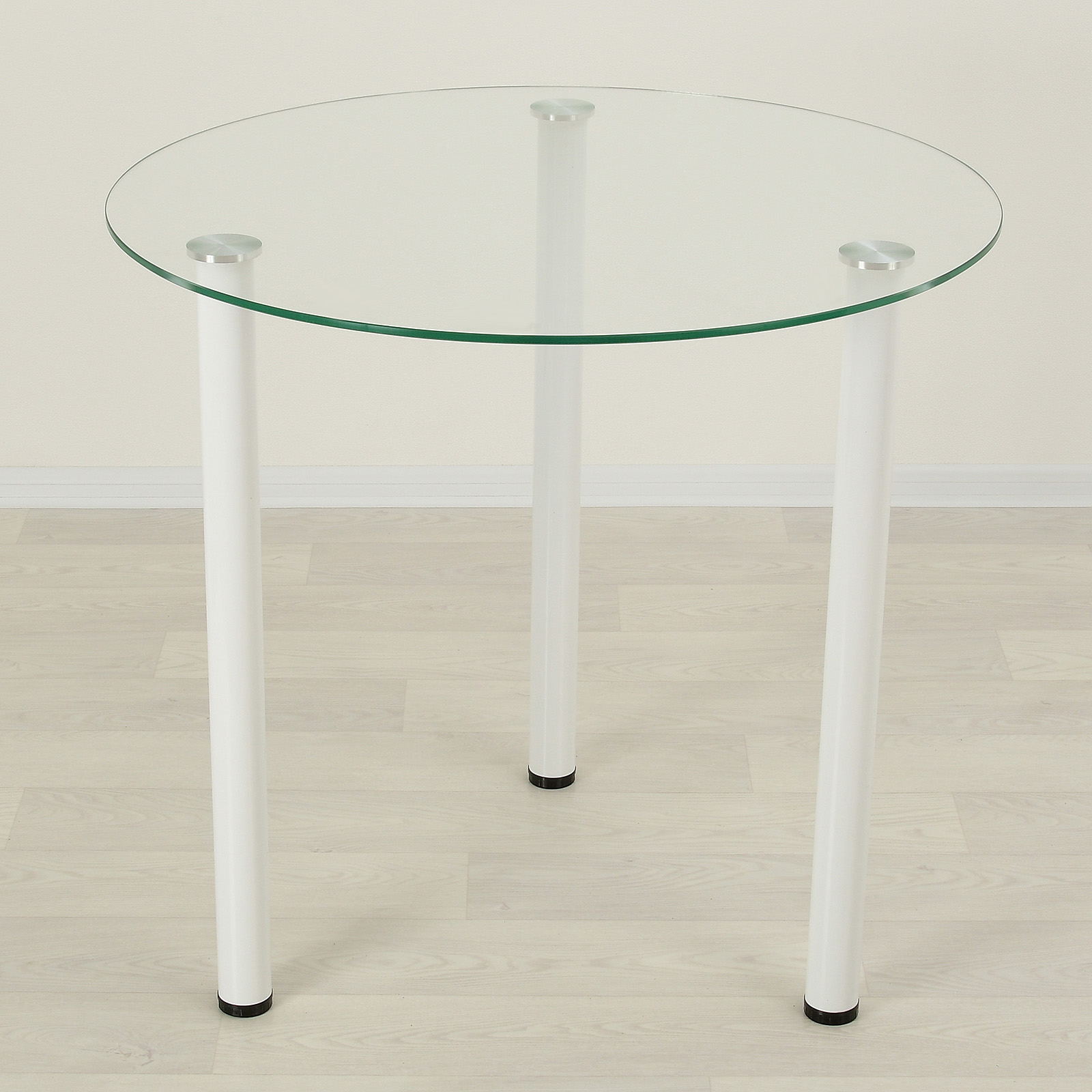 Стеклянный стол Mebel Apartment Эдель 18-3 прозрачный/белый D100