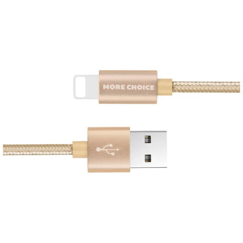 Дата-кабель More choice K11i  USB 2.0A для Lightning 8-pin нейлон 1м Gold