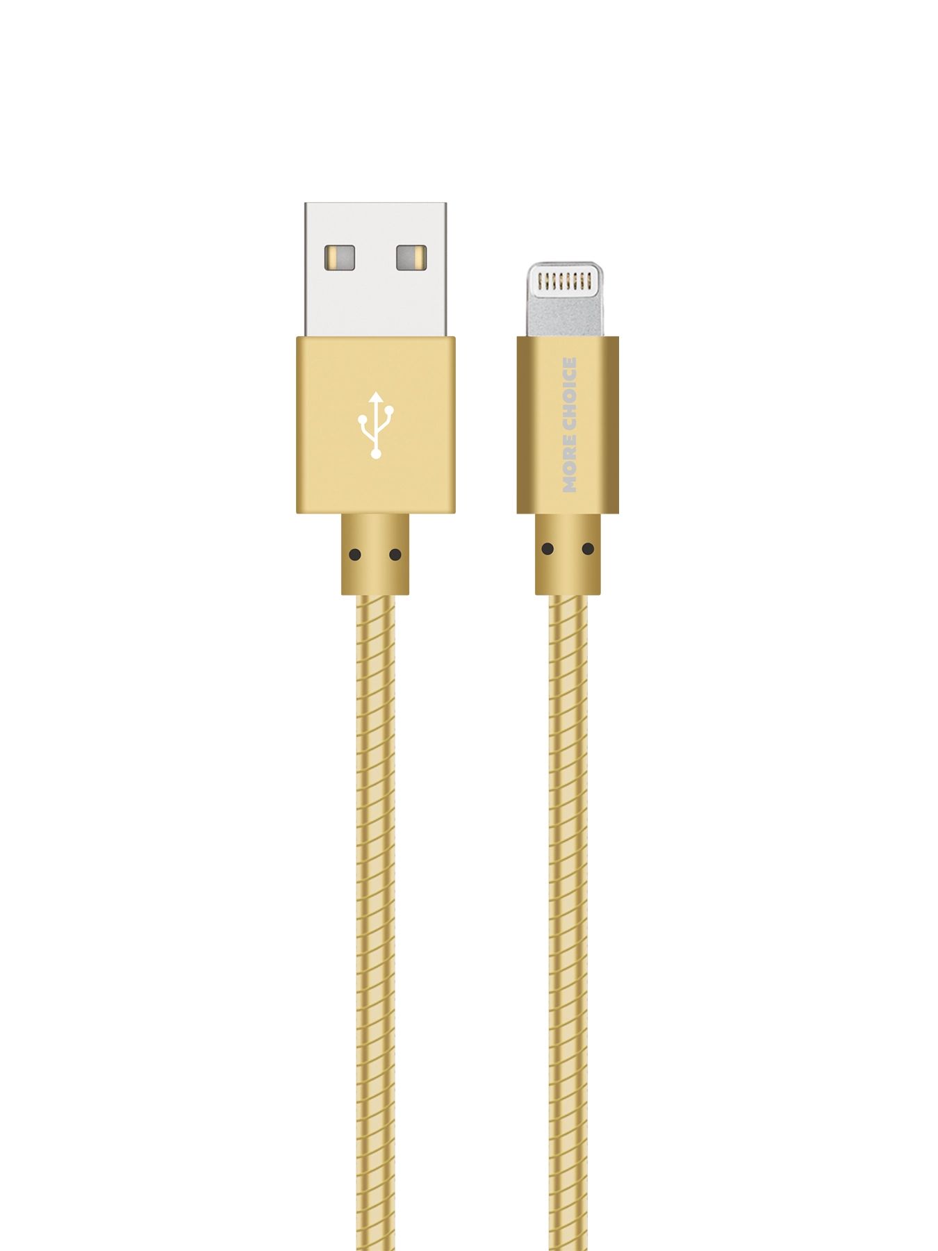 Дата-кабель More choice K31i USB 2.1A для Lightning 8-pin металл 1м Gold