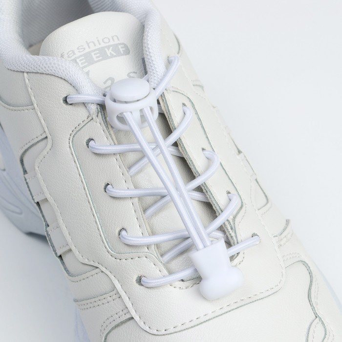 Шнурки для обуви NAZAMOK с пластиковым зажимом, белый, пара 19 см