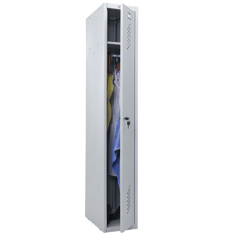 Шкаф металлический для одежды ПРАКТИК "LS-01", односекционный, 1830х302х500 мм, 17 кг, раз
