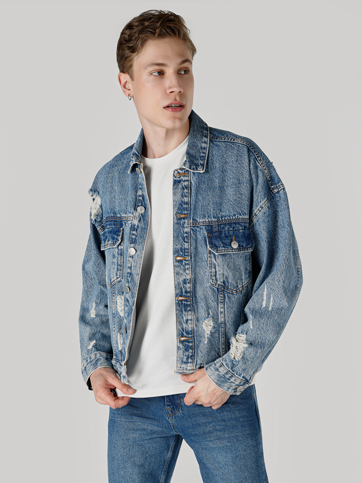 Джинсовая куртка мужская COLIN'S CL1062450_Q1.V1 голубая L