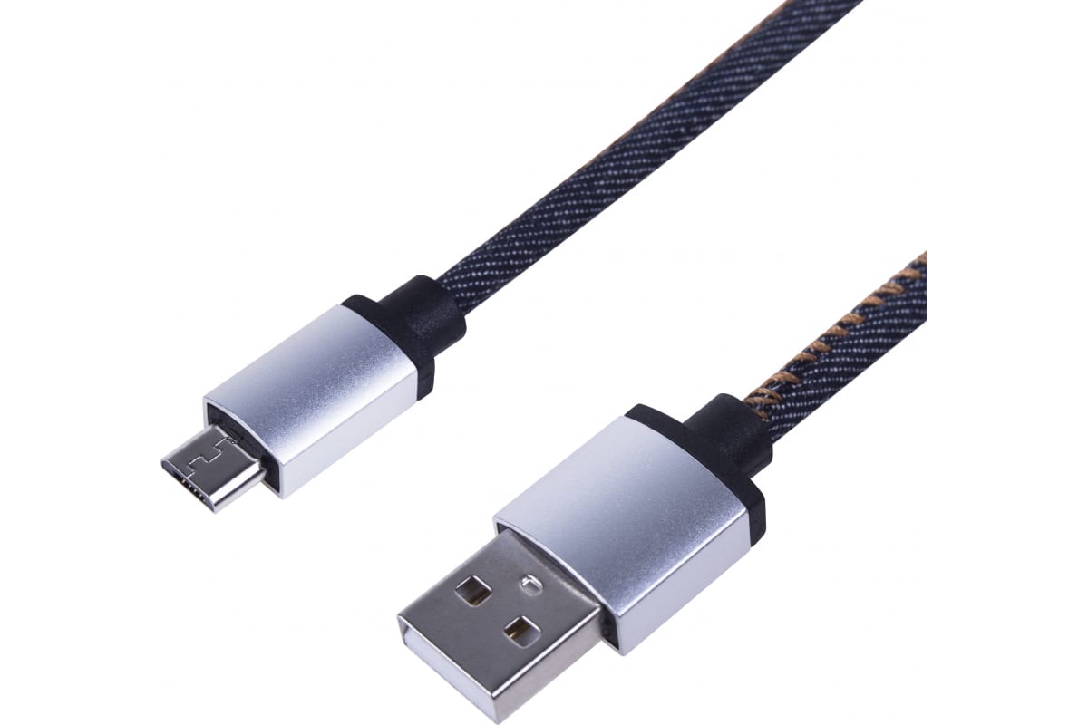 Кабель Rexant USB - Micro USB 1 м, в джинсовой оплетке 18-4242