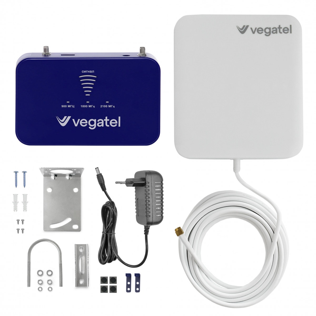 Усилители сотового сигнала VEGATEL PL-900/1800/2100 готовый комплект 2G/3G/4G