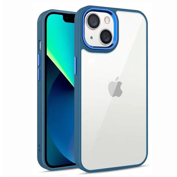 Чехол iPhone 14 цветной бампер, синий