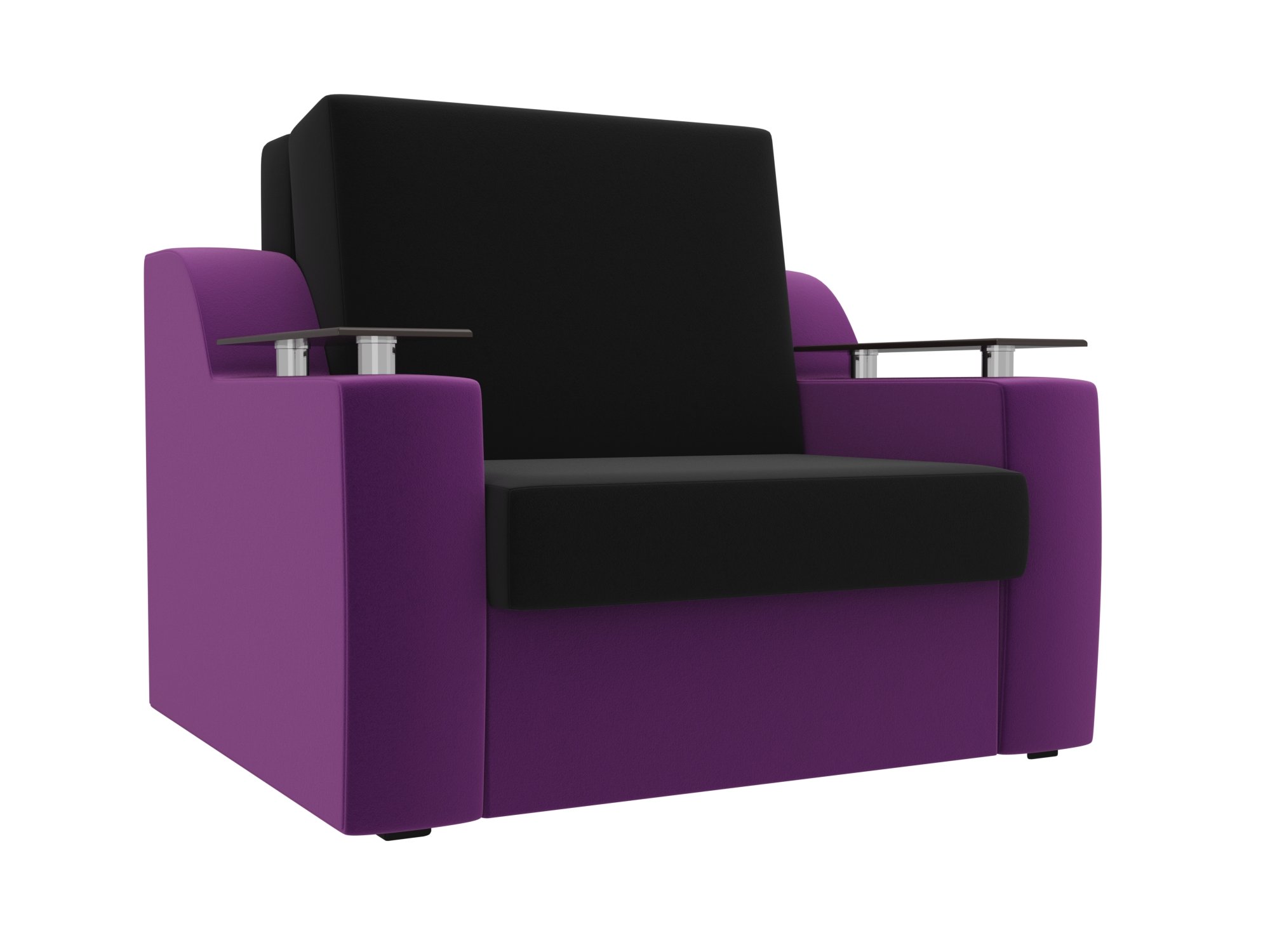 Кресло-кровать Лига Диванов Сенатор 60 Черный/Фиолетовый (микровельвет)