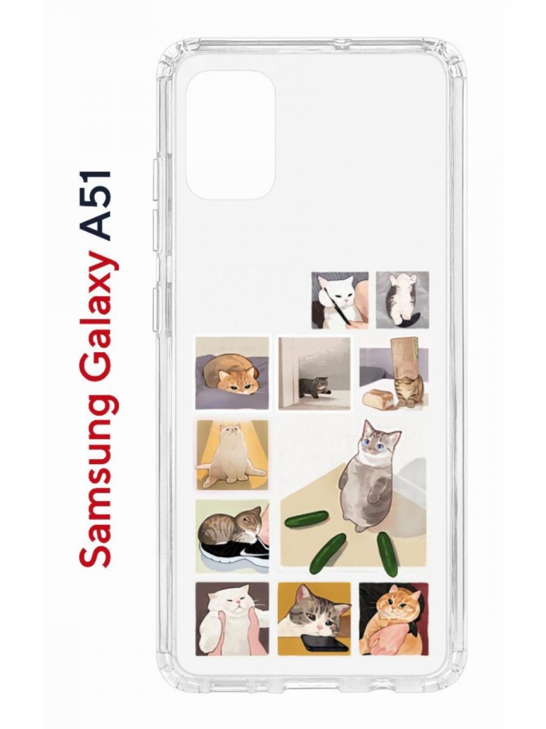 Чехол на Samsung Galaxy A51 с принтом Kruche Print Коты-Мемы, противоударный бампер