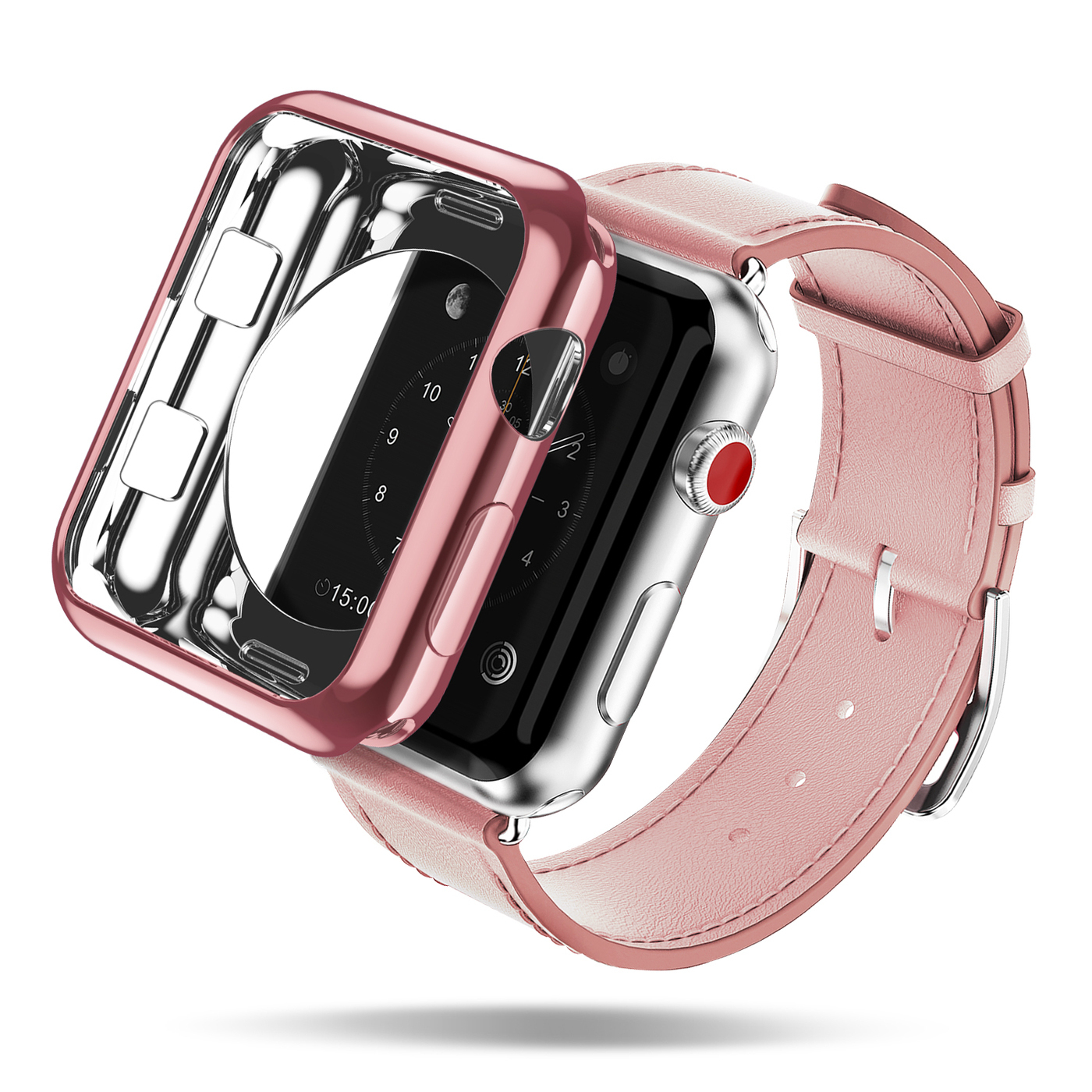 Чехол силиконовый для Apple Watch 40 мм, Dux Ducis, (2 шт ) розовый и прозрачный