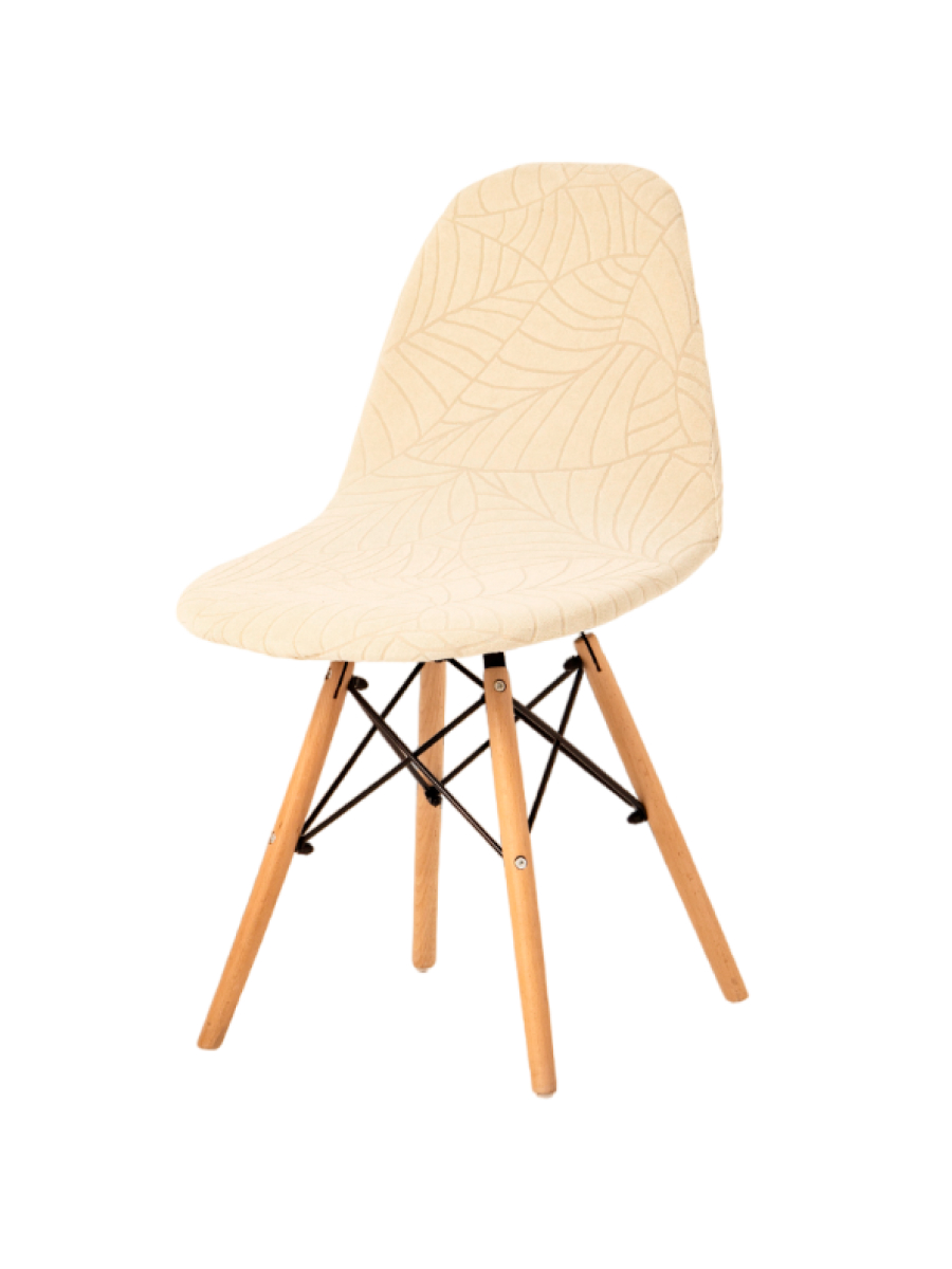 Чехол LuxAlto на стул со спинкой Eames, Aspen, Giardino, Leaves Бежевый, 1шт. (11567)