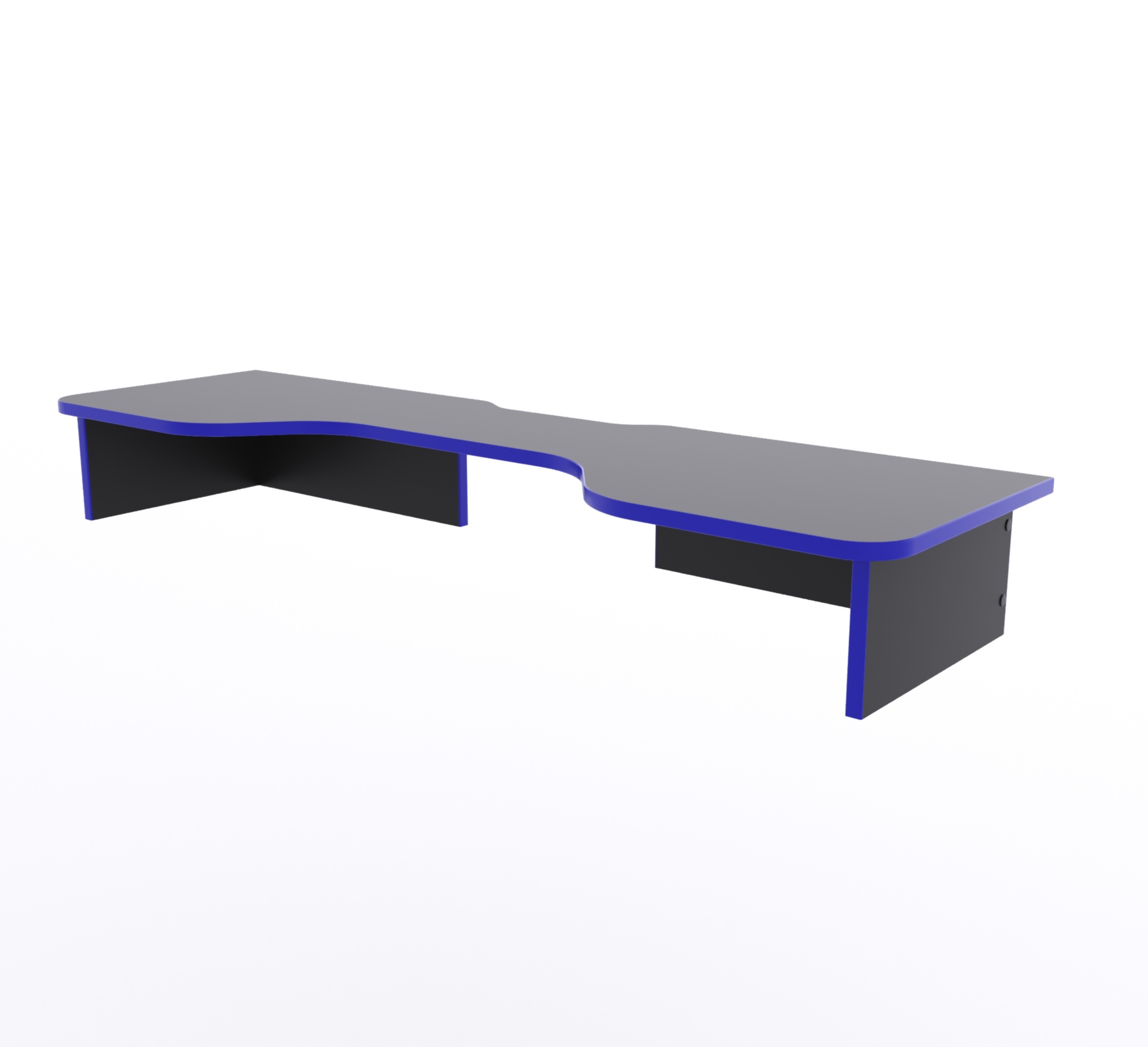 Полка для монитора для геймерского стола Stalkermebel, 120 см, черная с синей кромкой