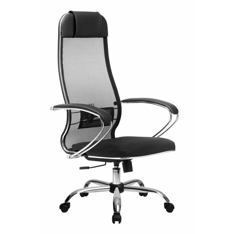 Кресло для руководителя Metta 16 черное (искусственная кожа/сетка, металл), 1274476