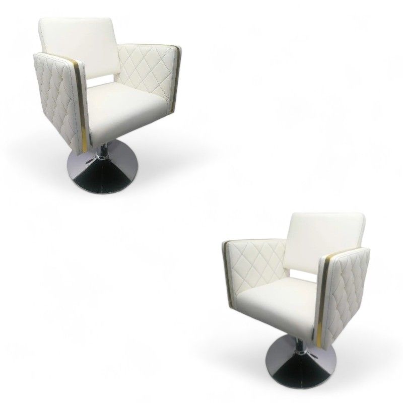 Парикмахерское кресло Лотос II, Белый, Гидравлика диск, 2 кресла