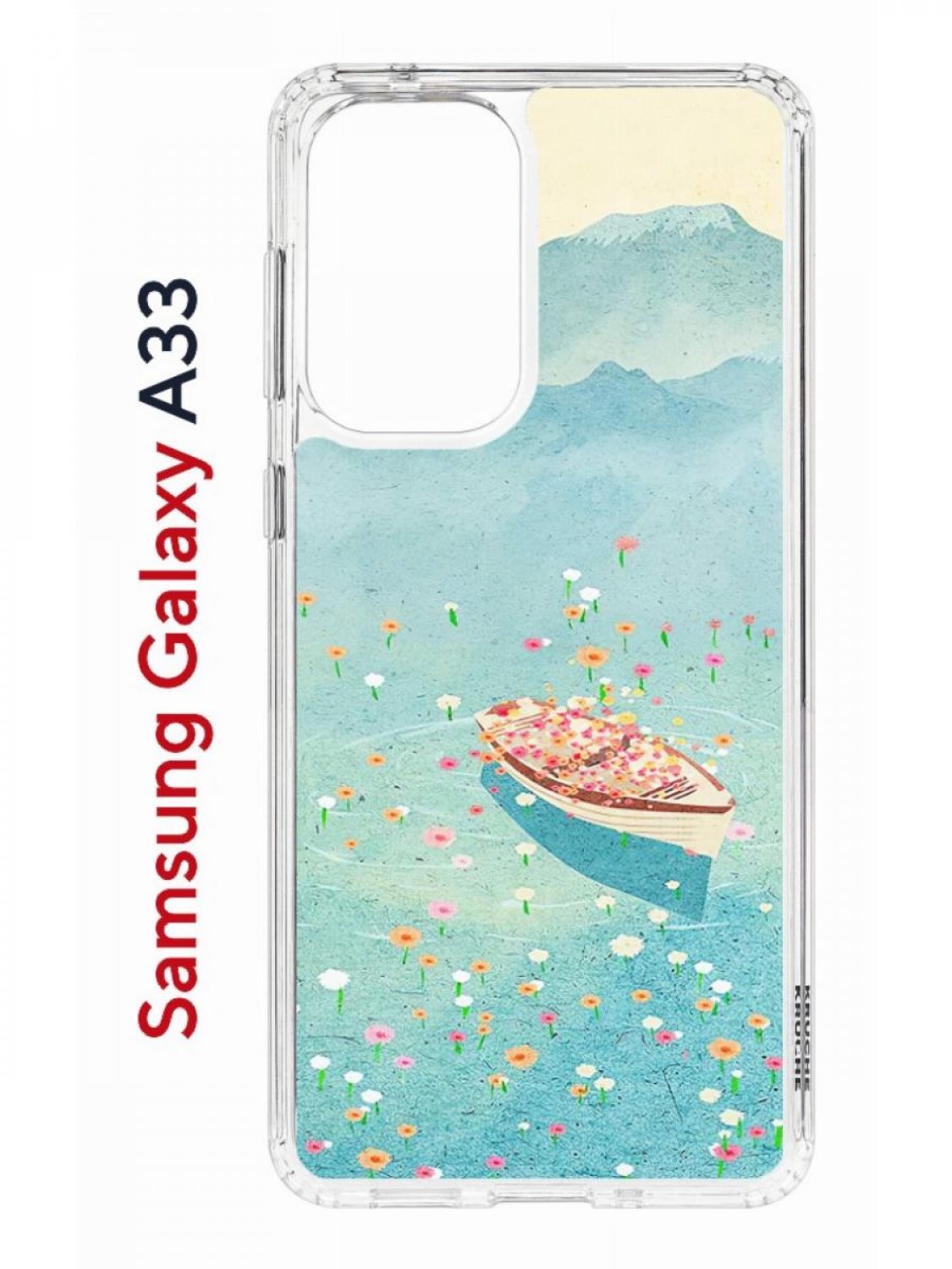 Чехол на Samsung A33 Kruche Print озеро цветов, противоударный бампер, с защитой камеры