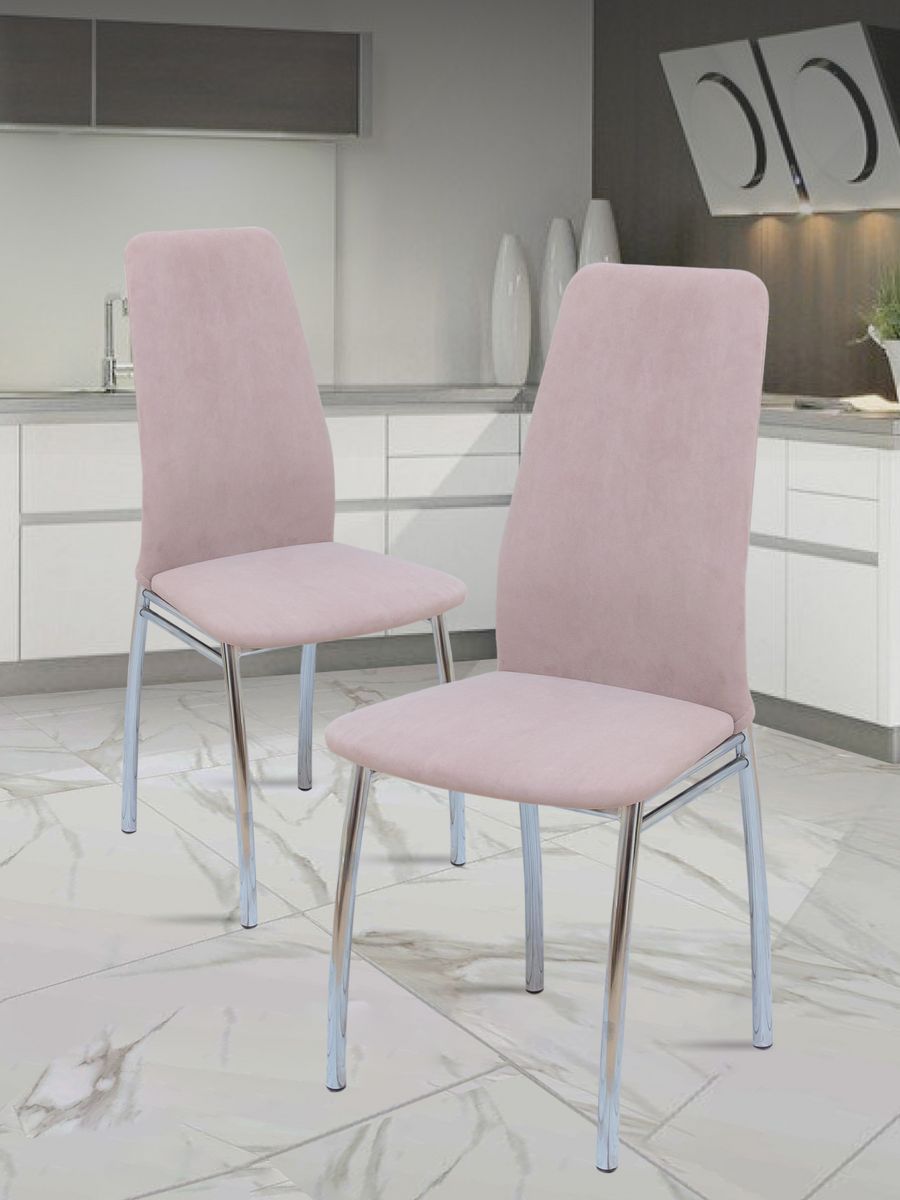 Кухонные стулья мягкие со спинкой Мебель Хром 2 шт пыльная роза