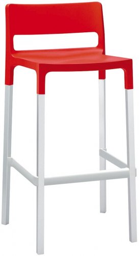 Барный стул ReeHouse Divo 005/2215, серебристый/красный