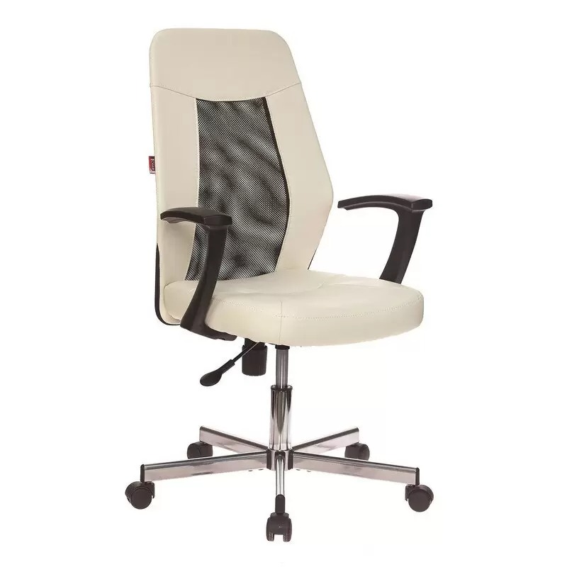 Кресло офисное Easy Chair 225 бежевое/черное (искусственная кожа/сетка, металл), 979631
