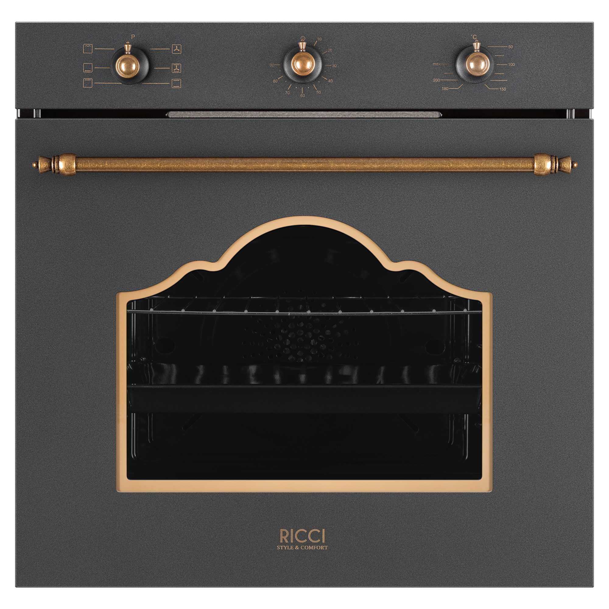 Встраиваемый электрический духовой шкаф RICCI REO-615M-BL Black