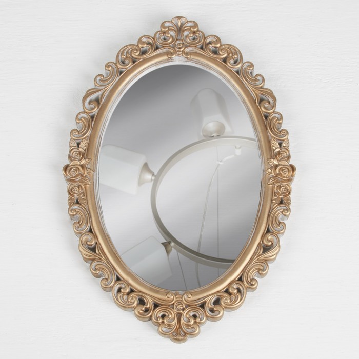 Зеркало настенное «Вензеля», зеркальная поверхность 16x23 см, цвет «белёное золото»