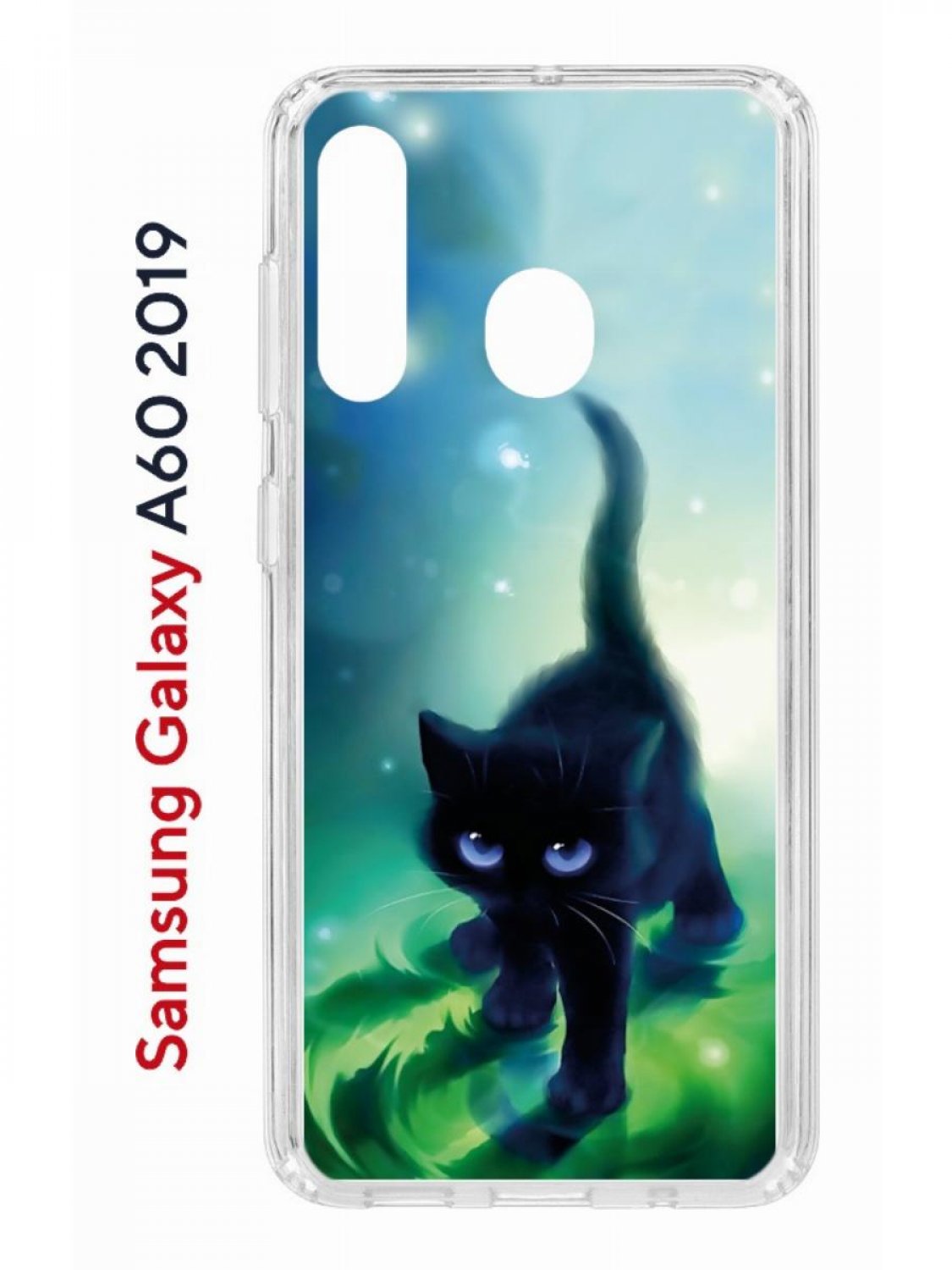 Чехол на Samsung Galaxy A60 2019 с принтом Kruche Print Черный кот противоударный бампер