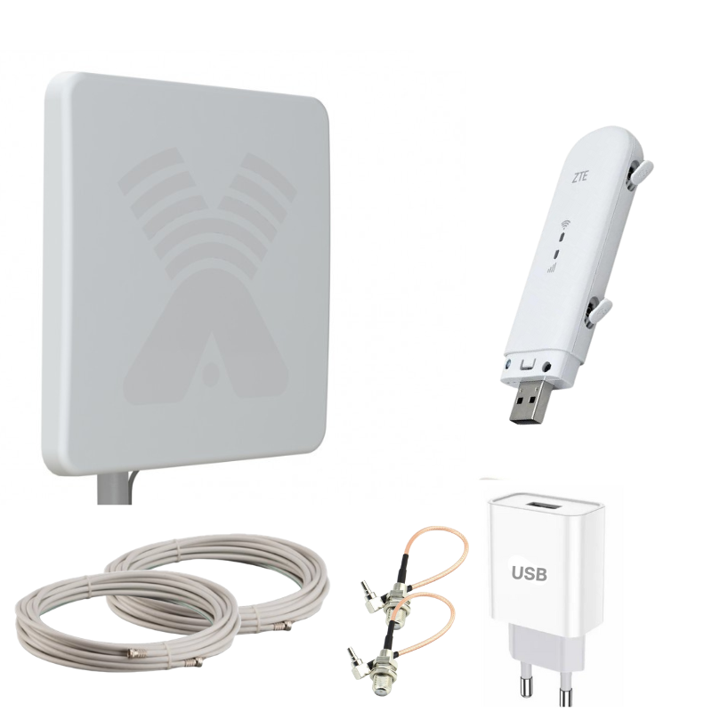 Интернет на дачу 3G/4G/WI-FI – Комплект ZTE Power (Модем+Антенна MIMO 20ДБ)