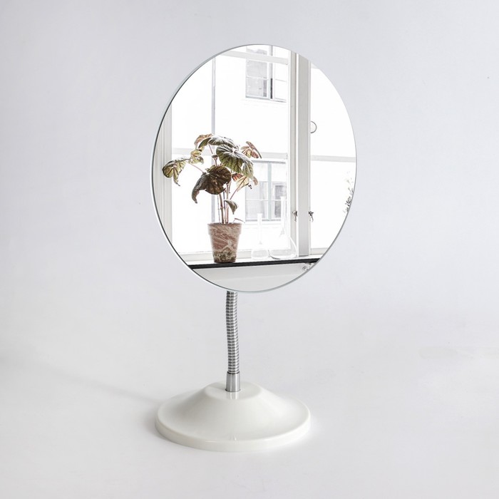 Зеркало настольное, на гибкой ножке, зеркальная поверхность 13,5x16,2 см, цвет белый