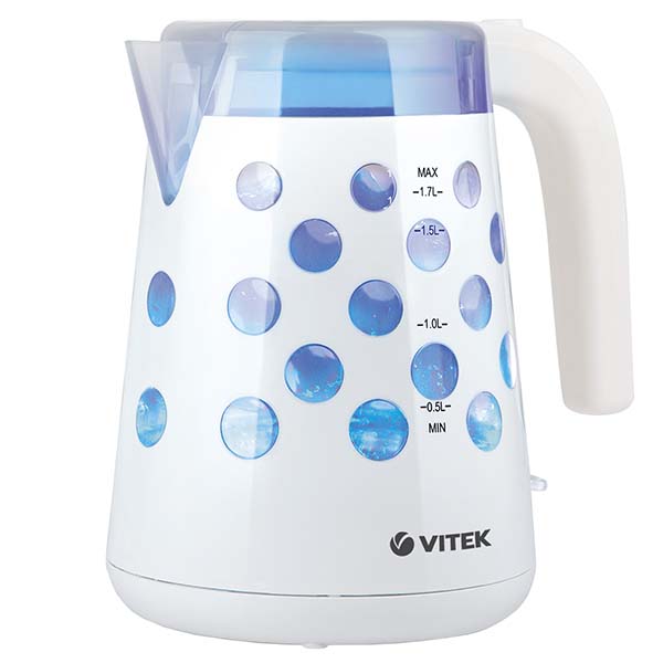 Чайник электрический VITEK VT-7048 1.7 л прозрачный, белый