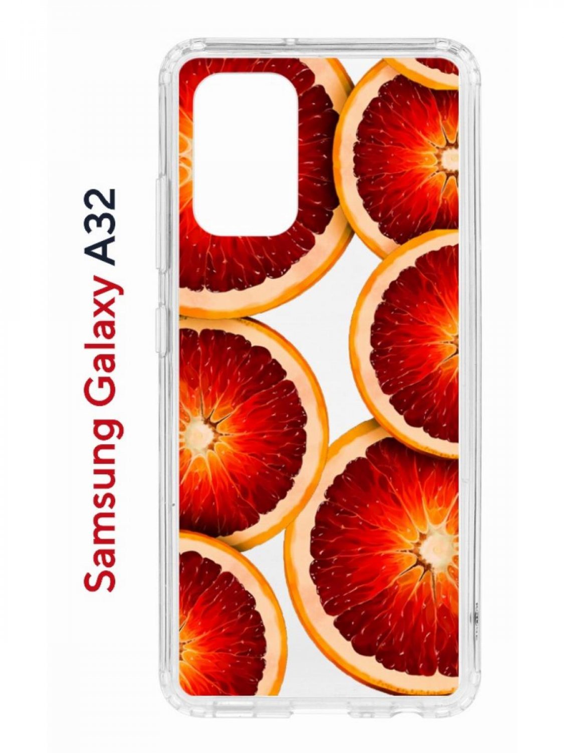 Чехол на Samsung A32 с принтом Kruche Print Orange, противоударный бампер,с защитой камеры