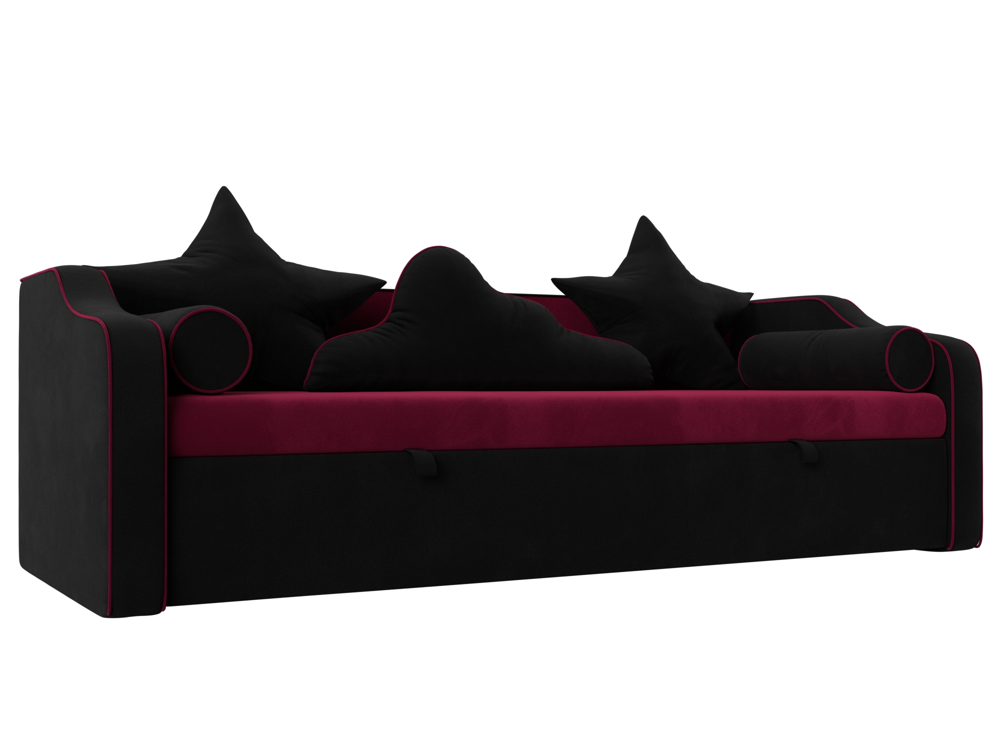 Детский диван-кровать Лига Диванов Рико Бордовый/Черный (микровельвет)