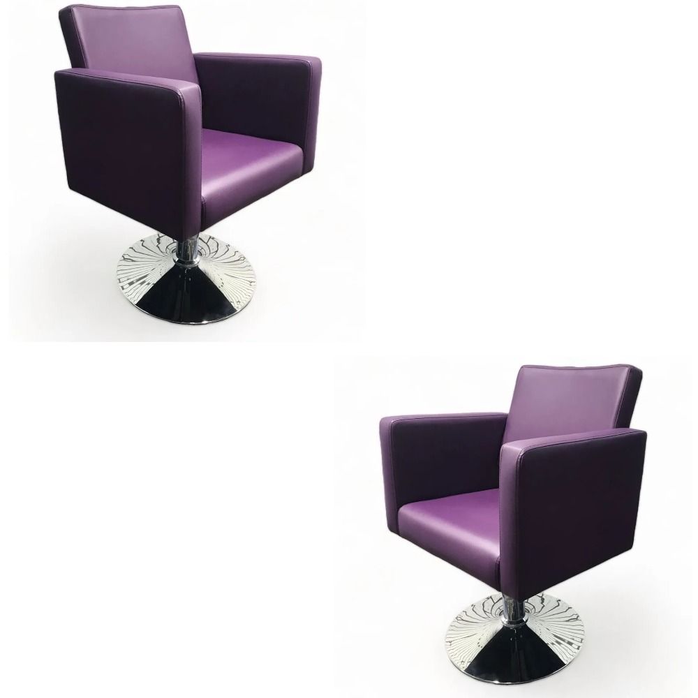 Парикмахерское кресло Мебель Бьюти "Кубик" Фиолетовый, диск, 2 кресла