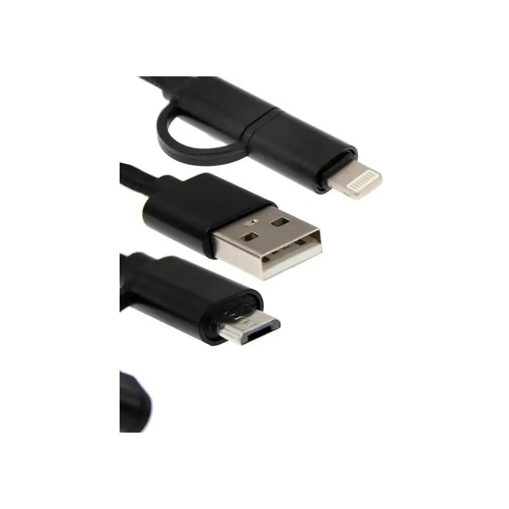 Кабель Windigo, 2 в 1, microUSB/Lightning-USB, 2 А, оплетка: нейлон, 1 м, черный