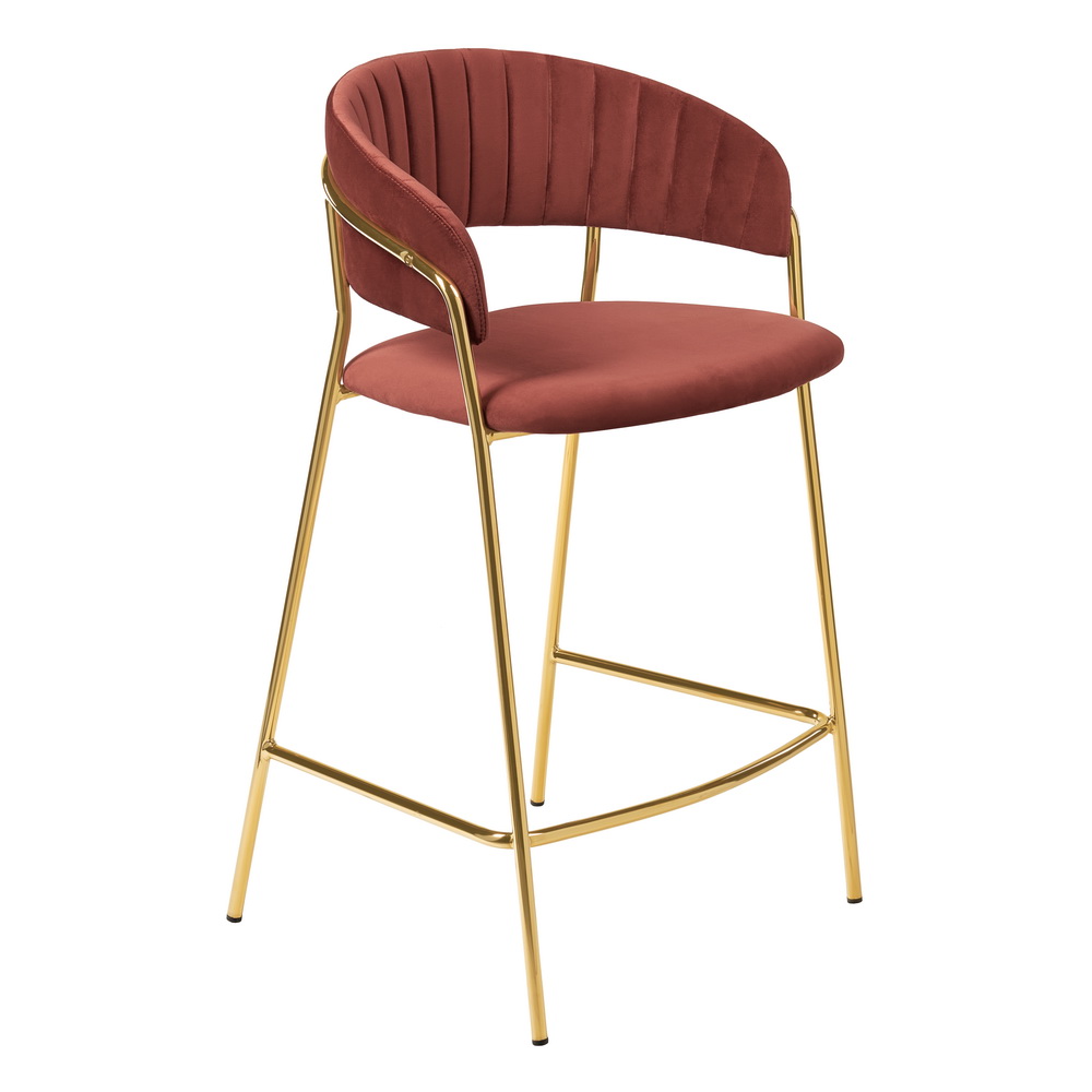 Полубарный стул Bradex Turin FR 0915, терракотовый/золотистый