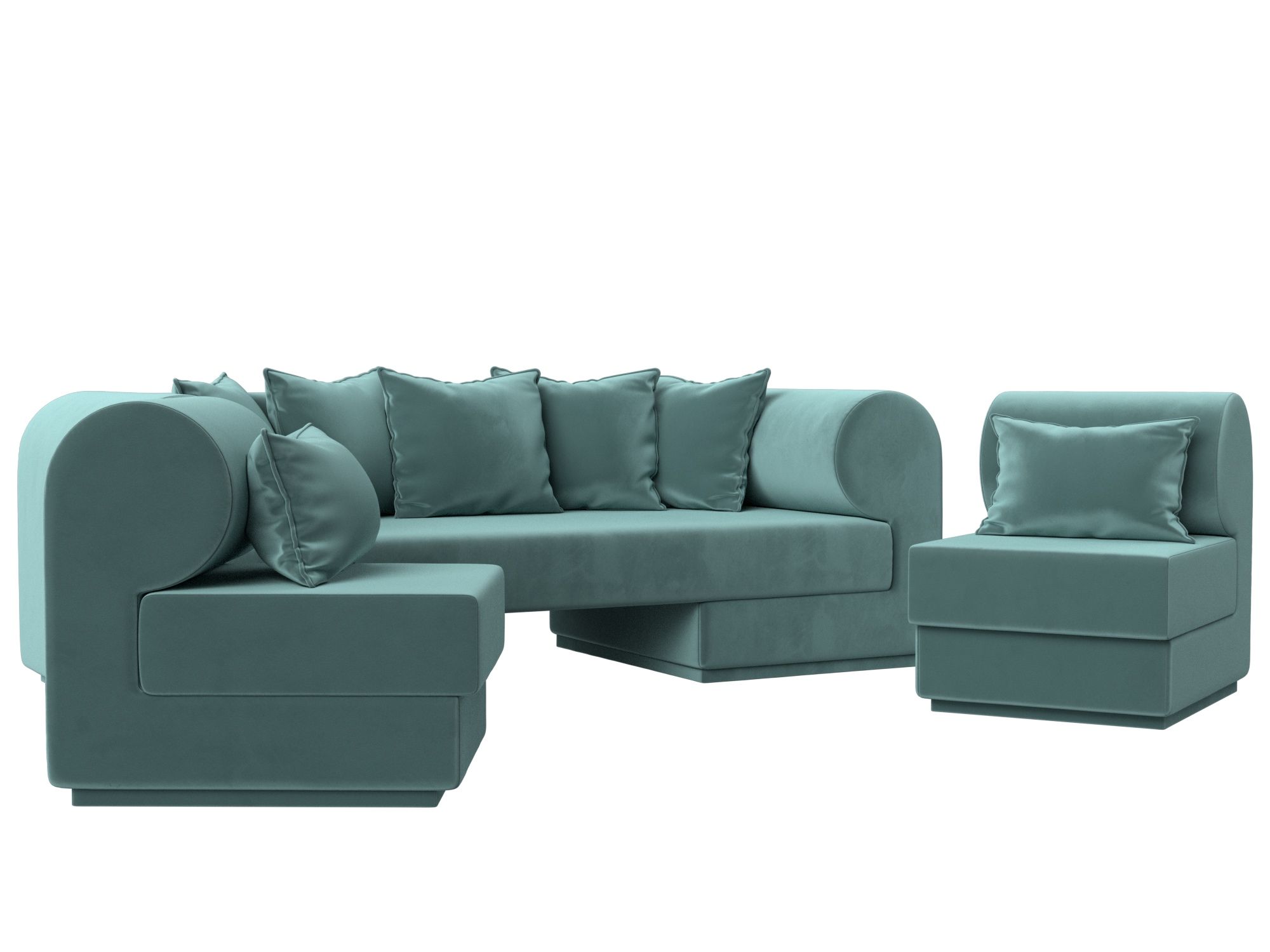 Набор Кипр-3 (диван, 2 кресла) велюр бирюзовый