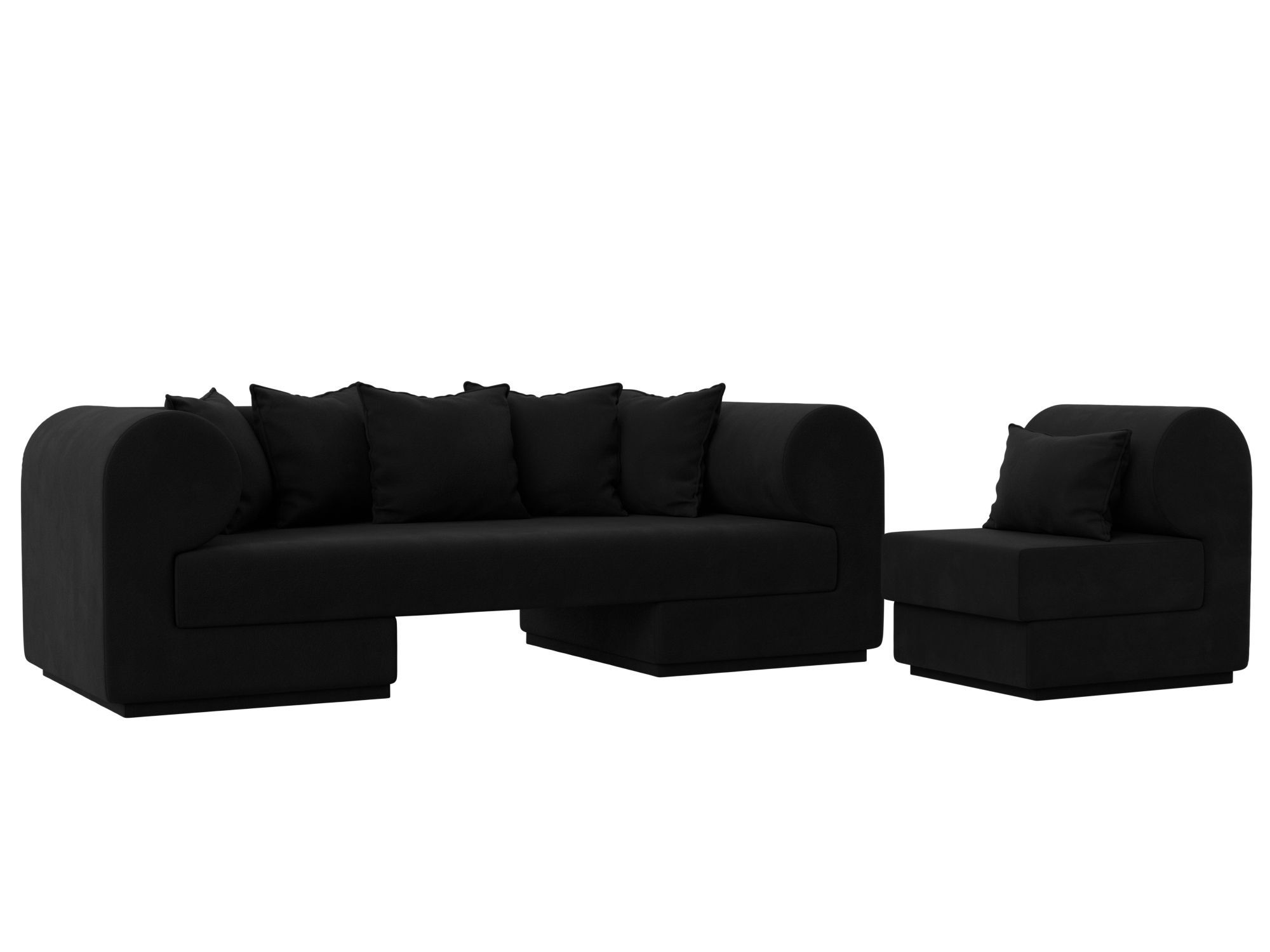 Набор Кипр-2 (диван, кресло) микровельвет черный