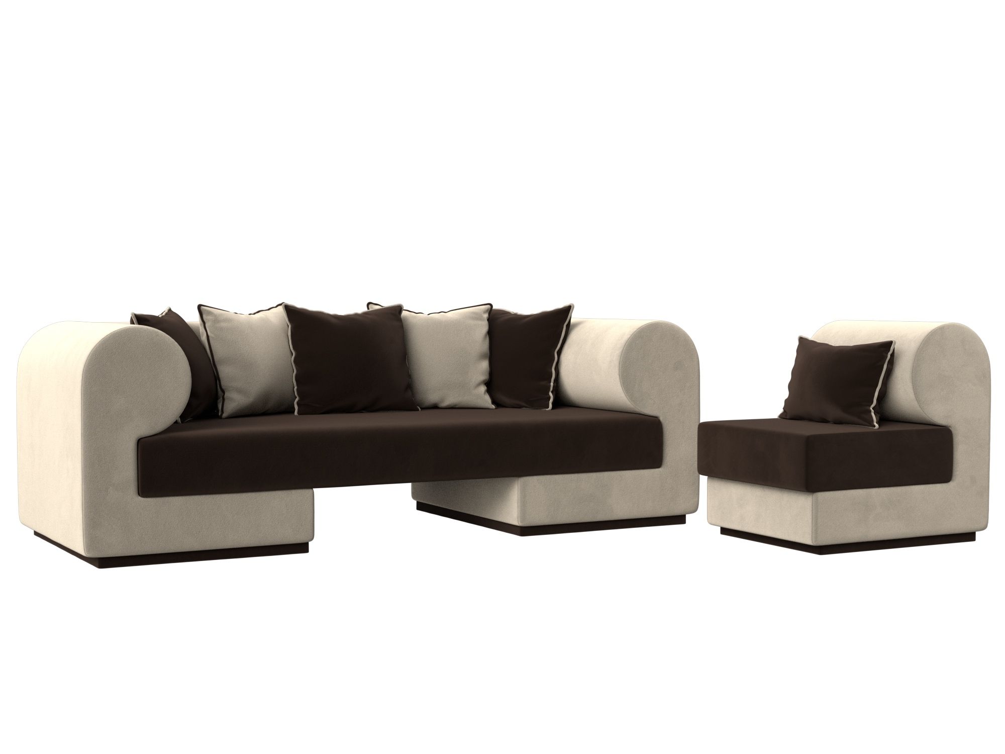 Набор Кипр-2 (диван, кресло) микровельвет коричневый/бежевый