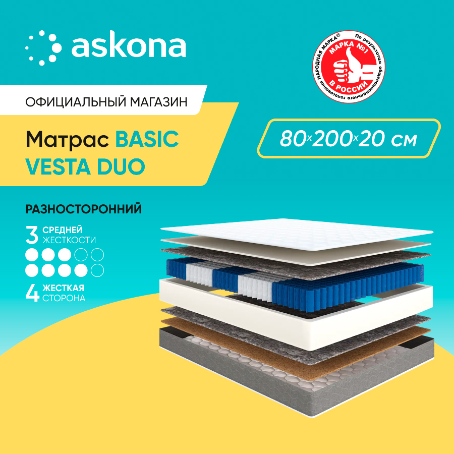 Матрас Askona Basic Vesta Duo 80х200