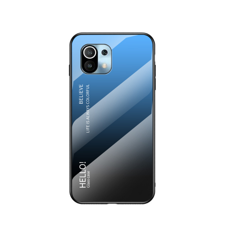 Чехол MyPads для Xiaomi Mi 11 Lite NFC/11 Lite 5G NE с стеклом на крышку "Градиент" синий