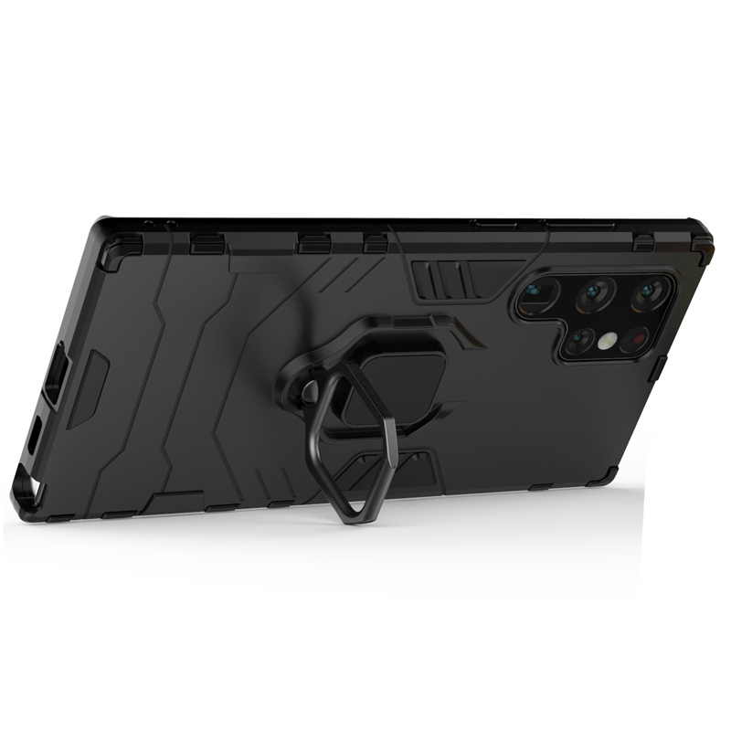 Противоударный чехол с кольцом Panther Case для Samsung Galaxy S22 Ultra (черный)