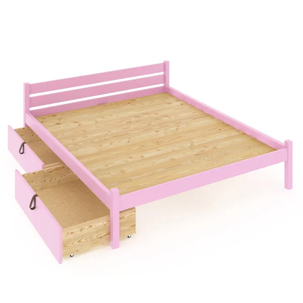 Кровать Solarius Классика сплошное основание 140х200 с 2 выкатными ящиками, цвет розовый