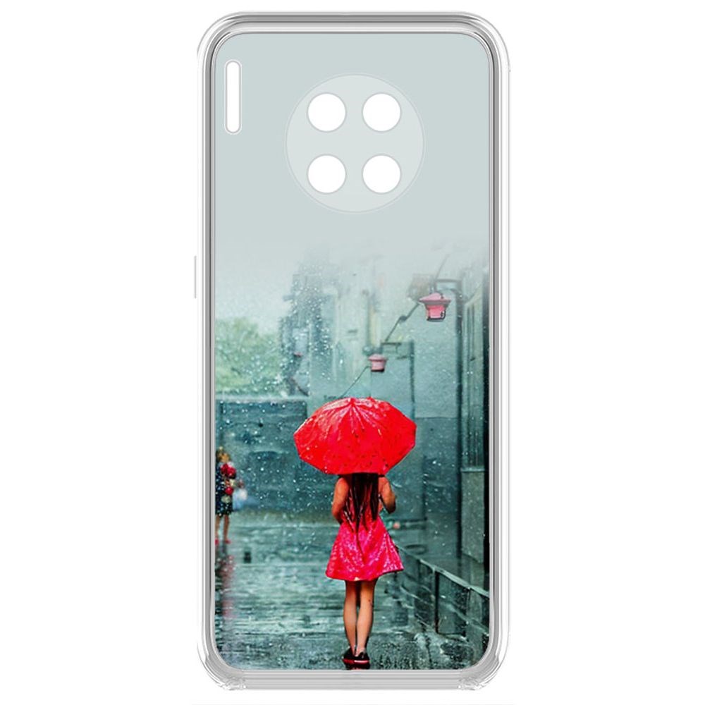 Чехол-накладка Krutoff Clear Case Красный зонтик для Huawei Mate 30