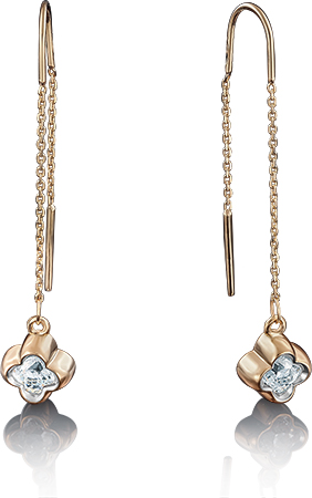 Серьги женские из золота ЮЗ Платина 02-3735-00-501-1110-38, swarovski