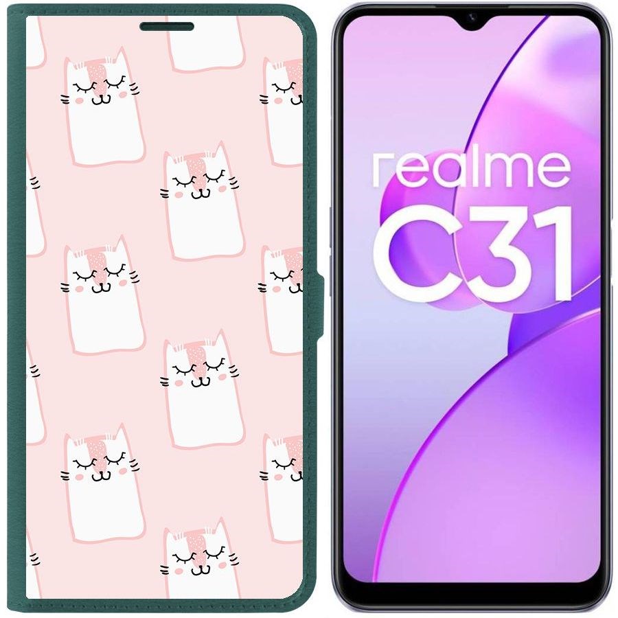 Чехол-книжка Eco Book для Realme C31 Котики паттерн