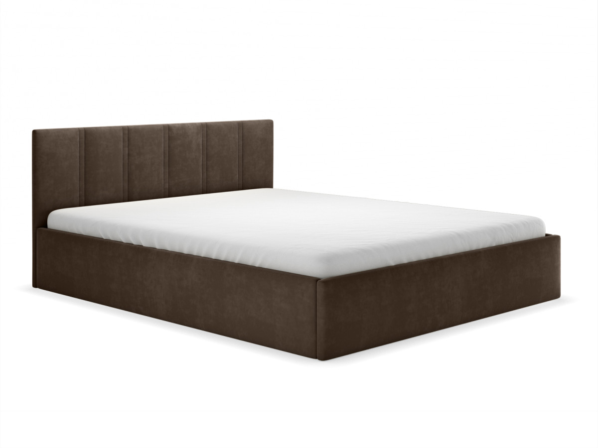 Двуспальная кровать Первый Мебельный Кери Коричневый, велюр 160х200 см