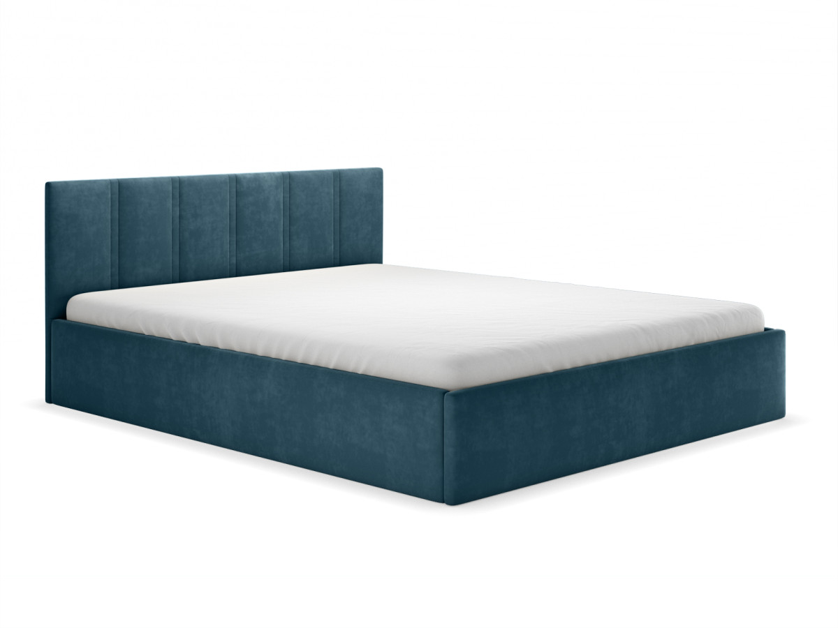 Двуспальная кровать Первый Мебельный Кери Синий, велюр 160х200 см